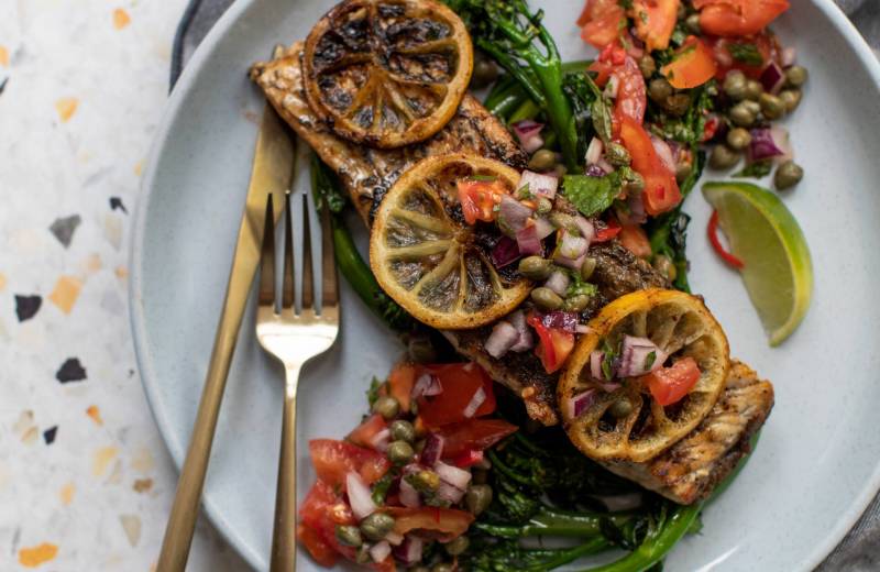 Lemon Pepper Fish with Greens & Salsa - Zone Fresh