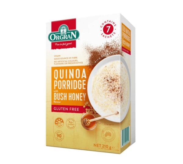 ORGRAN GLUTEN FREE QUINOA PORRIDGE W/ BUSH HONEY 7PK - Zone Fresh