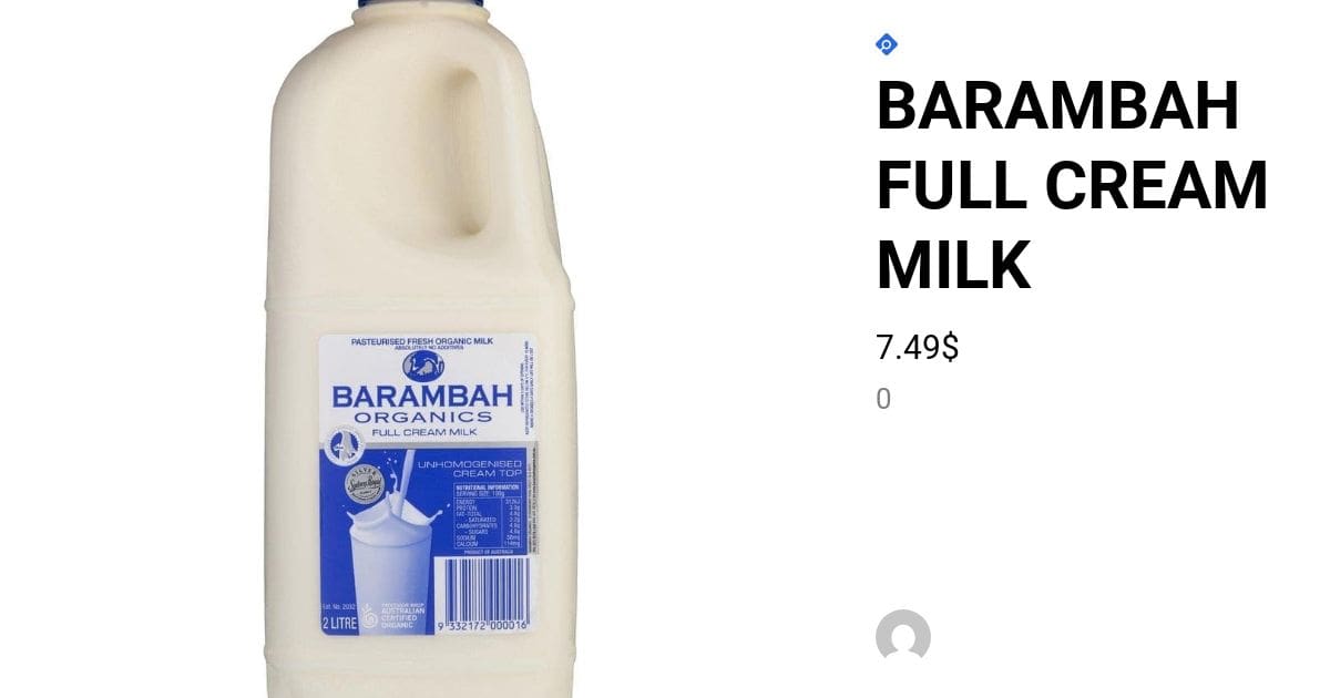 BARAMBAH FULL CREAM MILK - Zone Fresh
