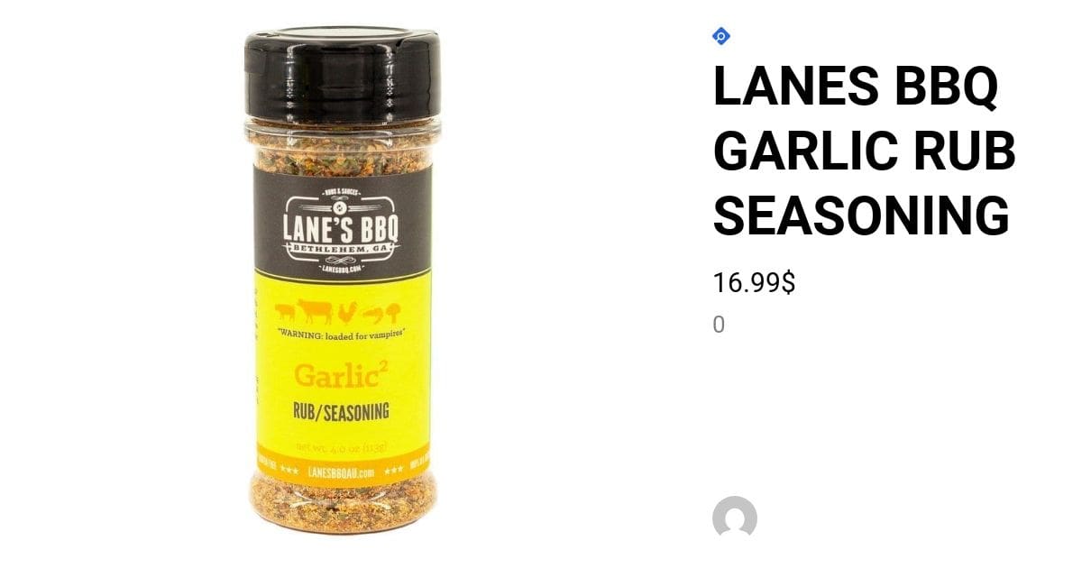 LANES BBQ GARLIC RUB SEASONING - Zone Fresh