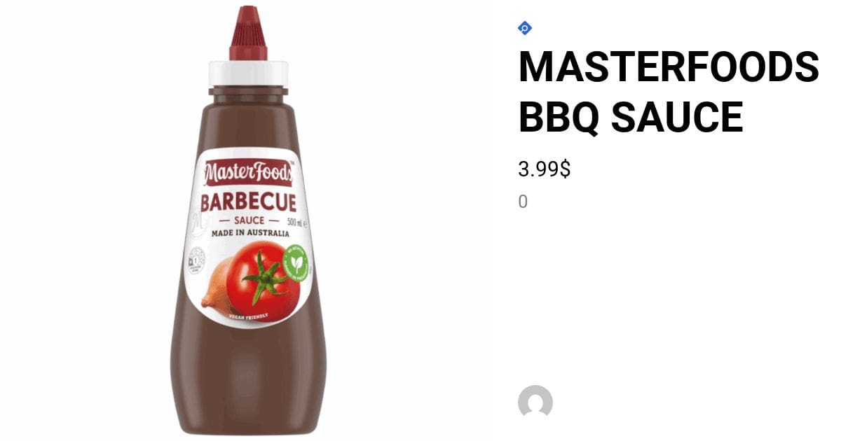 MASTERFOODS BBQ SAUCE - Zone Fresh
