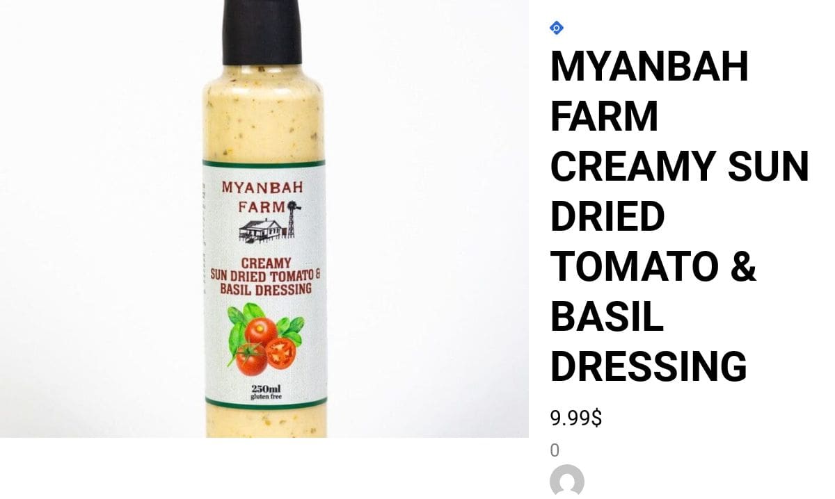 MYANBAH FARM CREAMY SUN DRIED TOMATO & BASIL DRESSING - Zone Fresh