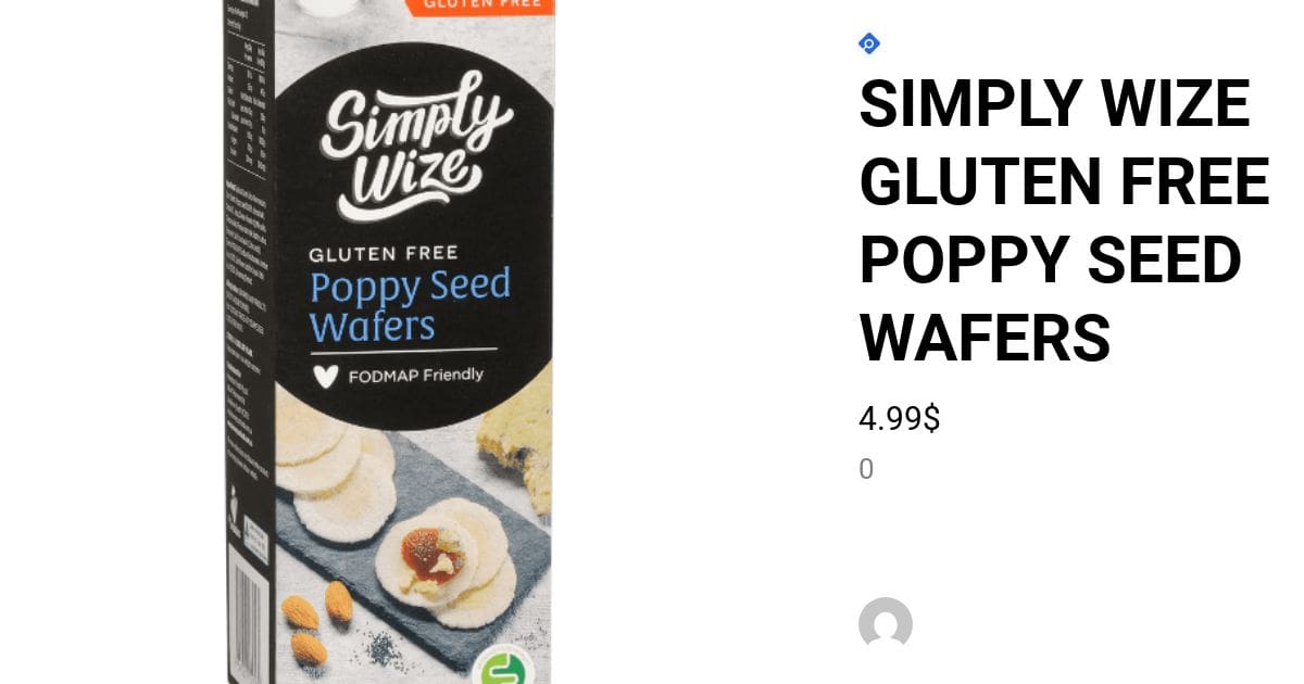 SIMPLY WIZE GLUTEN FREE POPPY SEED WAFERS - Zone Fresh
