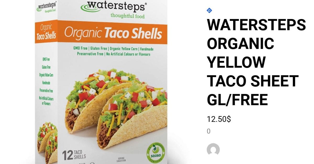 WATERSTEPS ORGANIC YELLOW TACO SHEET GL/FREE - Zone Fresh