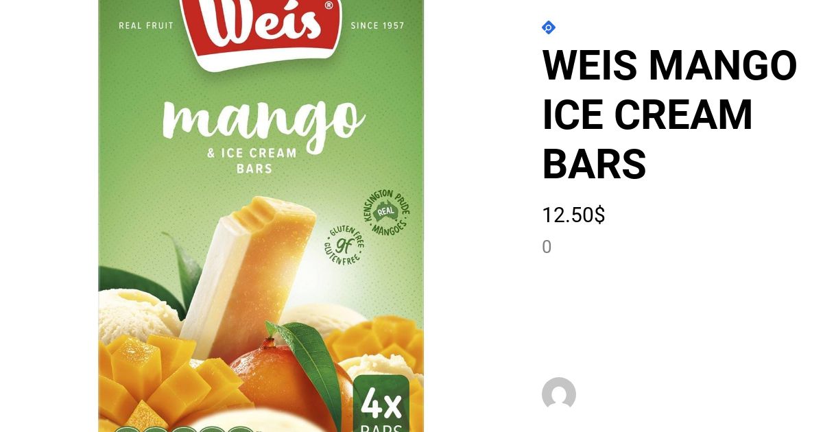WEIS MANGO ICE CREAM BARS - Zone Fresh